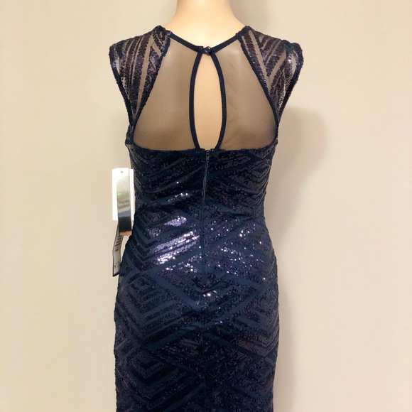 Sequin Hearts | Dresses | Sexy Cocktail Navy Blue Sequin Dress Nwt ...